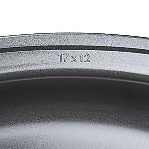 Goodcook Quick Roaster Pan and locking rack, with juice gathering pools for easier, safer, faster basting, 17x12x3 inches, Grey