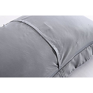 MarCielo 2-Piece Embroidered Pillow Shams, Decorative Microfiber Pillow Shams Set Standard Size Grey