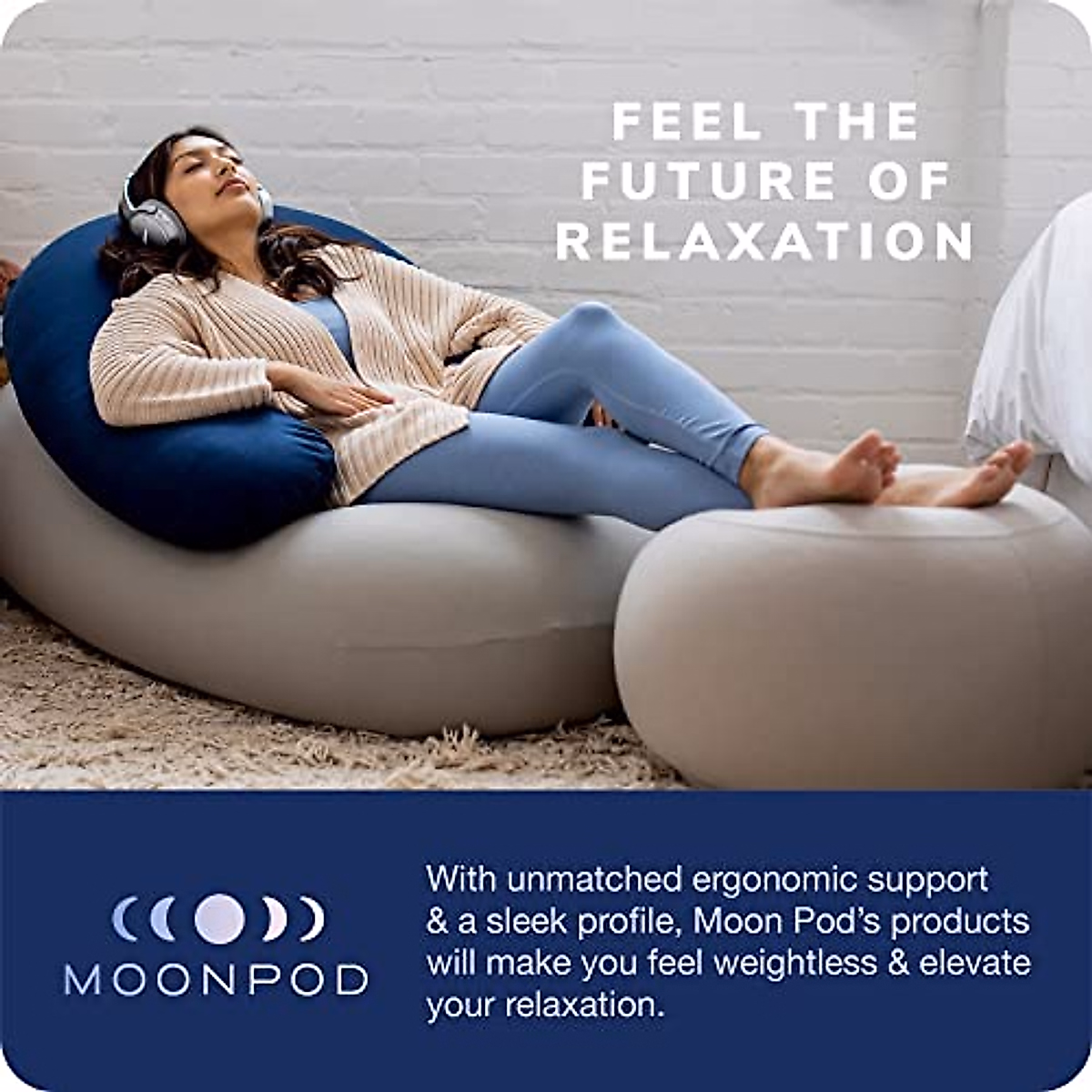 Moon Pod Adult Beanbag Chair, Gray – The Zero-Gravity Bean Bag Chair for Stress, Comfort, and All Day Deep Relaxation – Ultra Soft and Ergonomic Support for Back and Neck – for The Whole Family