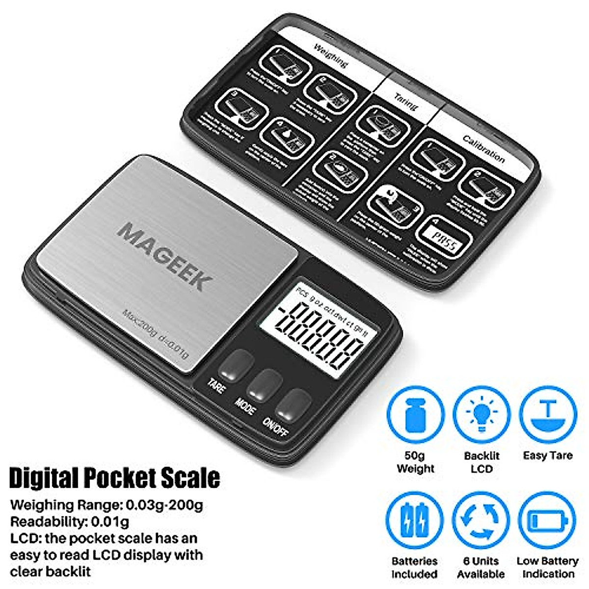 MAXUS Shipping Scale 440lb, Digital Postage Scale for Packages Luggage with Hold and Tare Funtion