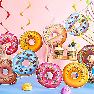 34 Pcs Donut Party Decorations Include 2 Pcs Donut Garland Banner and 32 Pcs Donut Hanging Swirl Party Supplies for Birthday Baby Shower Grow Up Party Favors
