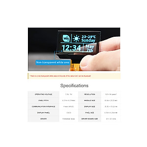 1.51inch Transparent OLED Display Module 128×64 Resolution Light Blue Color Display OLED for Raspberry Pi/Arduino/STM32,Full Viewing Angle,Embedded Independent Driver Chip,SPI/I2C Interfaces