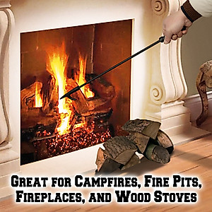 BenefitUSA Campfire Fireplace Fire Poker Tool Extra Long 26.5", Black
