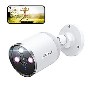 SV3C Security Camera Outdoor, 2K Surveillance Bullet Outdoor WiFi Camera with Motion Alert and FloodLight, IP Camera Outdoor with Alexa, ONVIF, 2.4Ghz, 2-Way Audio, Cloud & SD Card