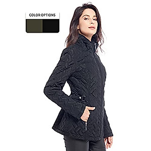 S P Y M Womens Diamond Quilted Jacket Lightweight Padding Coat with Pockets, Regular and Plus Size