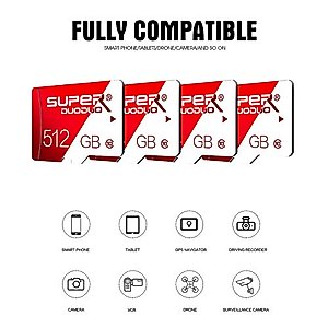 512GB Micro SD Card Class 10 Memory Card 512GB TF Card High Speed SD Card for Android Smartphone Digital Camera Tablet and Drone