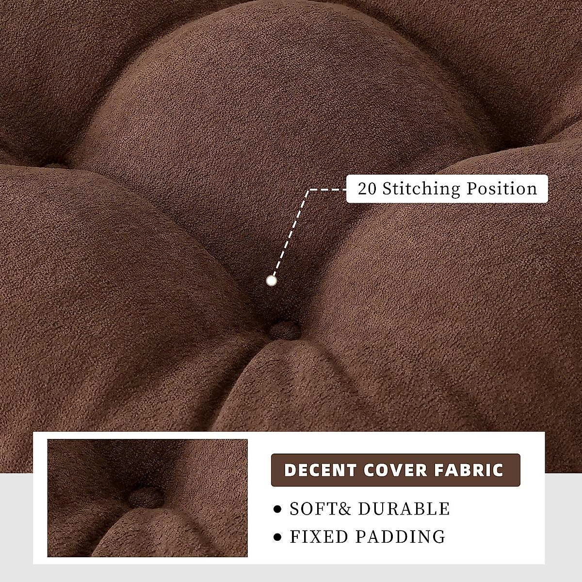 HAVARGO Rocking Chair Cushion Indoor High Back Wooden Rocker Adirondack Chair Cushions, Tufted Patio 1Pc Chair Pad Cushion and 1 Pc Back Cushion Brown