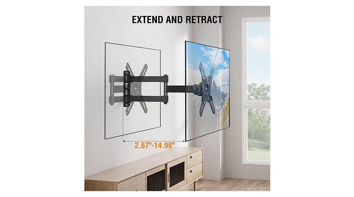 ELIVED Full Motion TV Wall Mount for 14-42 Inch Screens | Space-Saving ...