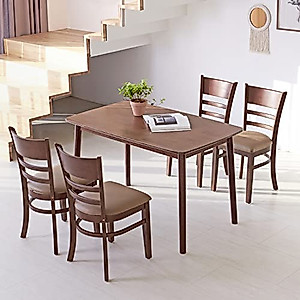 Livinia Aslan 47" Malaysian Oak Rectangular Wooden Dining Table/Solid Wood Kitchen Desk (Walnut)