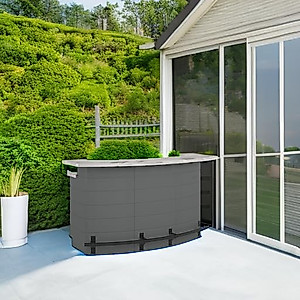 Suncast Backyard Oasis Entertainment Pull-Out Drawers and Shelving Space, Water-Resistant Outdoor Food and Bar Unit, Gray