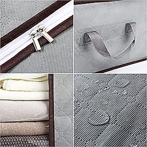 JERIA 6-Pack Foldable Closet Organizer Clothing Storage Bags with Clear Window, Reinforced Handle and Sturdy Zipper (Grey)