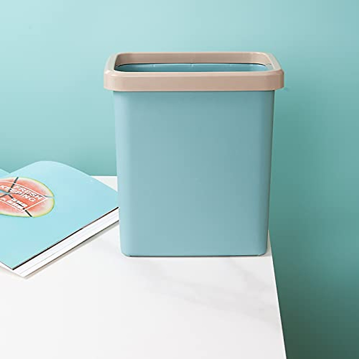 Nicunom 3 Pack Small Trash Can, 1.5 Gallon Plastic Garbage Can Wastebasket Multicolor Trash Can Square Garbage Container Bin for Bathroom, Kitchen, Bedroom, Living Room, Home Office