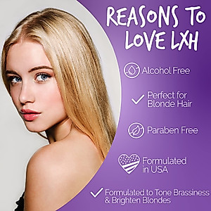 LxH Purple Shampoo for Blonde Hair, Bleached, Silver & Platinum | Color Depositing Hair Toning Shampoo | Eliminates Brassy, Yellow Tones | For Color Treated Hair | Alcohol Free & Paraben Free 12 oz
