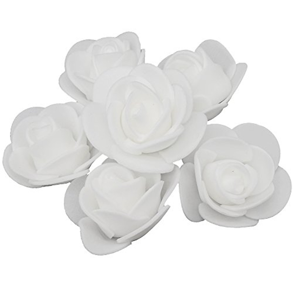 J-Rijzen Artificial Flowers 100PCS 3CM Mini Fake Roses for DIY Wedding Bouquets Centerpieces Party Baby Shower Home Decorations (White)