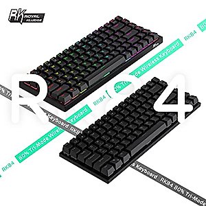RK ROYAL KLUDGE RK84 Wireless RGB 75% Triple Mode BT5.0/2.4G/USB-C Hot Swappable Mechanical Keyboard, 84 Keys Bluetooth Gaming Keyboard w/High-Capacity Battery, Quiet Red Switch