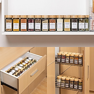 Weselljars 24 Pcs Spice Jars with Label, Thickened Glass Seasoning Jars with Bamboo Lids, Airtight Sealing Seasoning Bottles with Silicone Funnel for Easy Refilling, Spice Jars with Shaker Lids (24 Pcs Spice Jars)