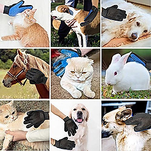 NYJUCL Shedding Gloves for Dogs & Cats, Pet Grooming Bathing Washing Hair Remover Brush Fur Mitts, for Cat Dog Horse Rabbit Animal, 1 Pair(One Size Fits All)