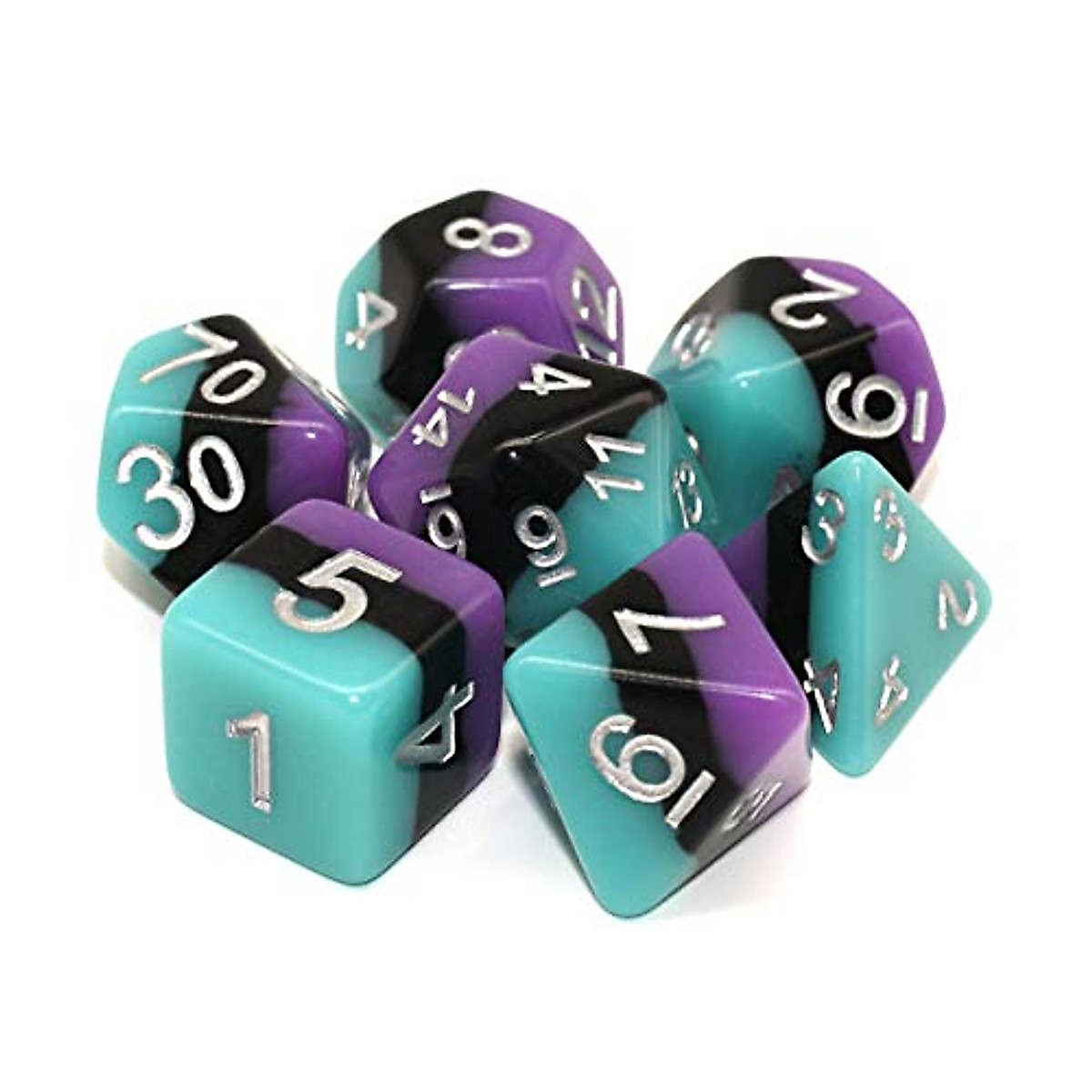 Dice Set Resin DND Dice Fit Dungeons and Dragons D&D RPG Pathfinder Role Playing Games 3 Layers Polyhedral Dice (Purple Black Green)
