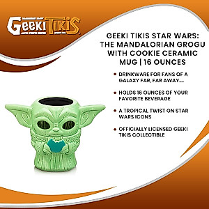 Geeki Tikis Star Wars: The Mandalorian Grogu with Cookie Ceramic Mug | 16 Ounces