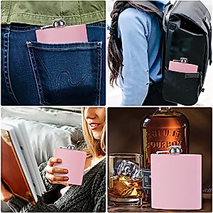 Pink Liquor Flask for Women 6 Oz - 18/8 Stainless Steel Cute Portable Hip Whiskey Flask for Bar BBQS and Traveling Christmas Thanksgiving Gifts