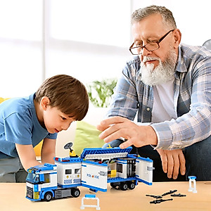 City Police Mobile Command Center Truck Building Blocks, Mobile Police Unit with Prison , Cop Cars STEM Construction Toy Kit , Birthday Xmas Gifts for Kids, Boys, and Girls Ages 6+ (484 Pieces)