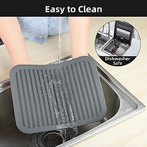 IFFMYJB Trivets for Hot Pots and Pans, Large Black Silicone Trivets, Multi-Purpose Silicone Mat for Countertops Heat Resistant, Trivets for Quartz Countertops, Silicone Hot Pads for Kitchen, Set 2