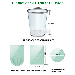 8 Gallon Trash Bags Bathroom Trash Bags, AYOTEE 40 Count Ultra Strong Unscented Garbage Bags Clear Trash Bags Waste Basket Liners for Bathroom, Kitchen,Bedroom, Office, Pet, Car(Green)