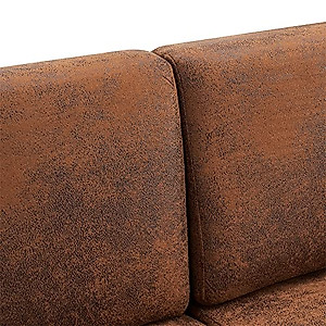 Loveseat Sofa Couch,Hot Stamping Cloth 2-Seater Surrounding Sofa Chair with 2 Waist Pillows for Reading (Brown)