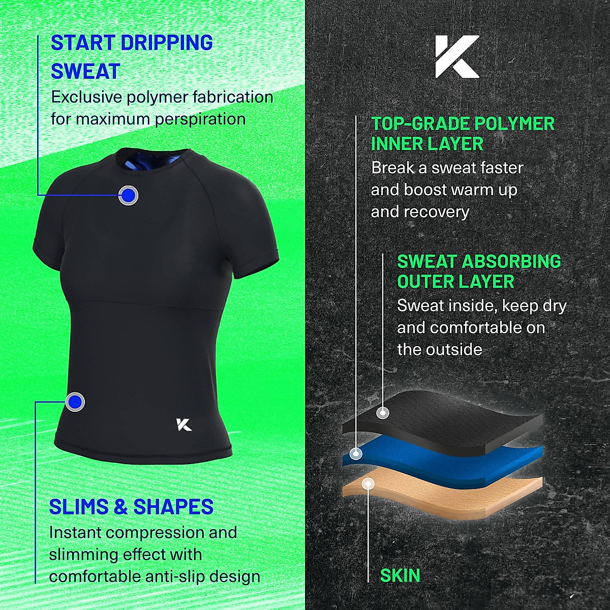 Kewlioo Women's Heat Trapping Sauna Shirt - Sweat Vest Compression Shapewear - Sauna Suit Top (Black, L)