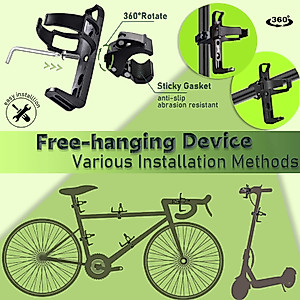 GLDYTIMES Scooter Cup Holder - Bike Bottle Holder 360 Degrees Rotation, Anti-Slip Fast Dismounting Accessories Cup/Bottle Drink Holder fit for Electric Scooter Wheelchair Electric Motorcycle, Black