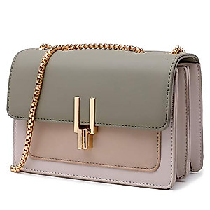Crossbody Bags for Women Leather Cross Body Purses Cute Color-Block Designer Handbags Shoulder Bag Medium Size Green
