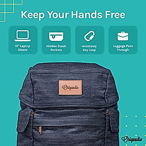 Origaudio Presidio Laptop Backpack - Gaming or Work Bag - Holds 17-Inch Laptop with Convenient Side Access Pocket for Computer - 16 Total Pockets - Perfect for Traveling or Hiking - Blue