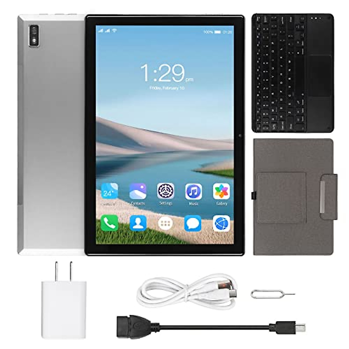 fannay Tablet PC, Octa Core CPU 8GB RAM 256GB ROM Gray 10.1 Inch Tablet 100-240V for Business for Entertainment (US Plug)