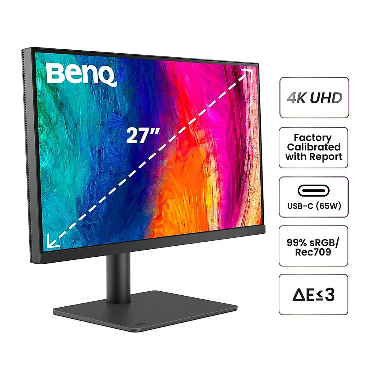 BenQ PD2705U 27" 3840 x 2160 4K 5ms DisplayPort, HDMI, USB Hub Built-in Speakers LED Backlit IPS Monitor