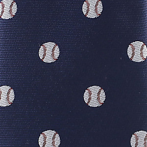MENDEPOT Sports Baseball Necktie With Box White Baseball Ball Navy Tie