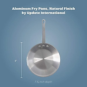 8 Inch Natural Finish Aluminum Frying Pan, Fry Pan, Commercial Grade - NSF Certified