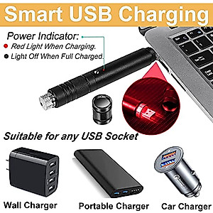 Red Laser Pointer High Power Long Range Strong Light Laser Pointer Pen, [2000 metres] Tactical Red Lazer Pointer Presentation Dot USB Rechargeable for Teaching Hunting Outdoor Astronomy Cat Laser Toy