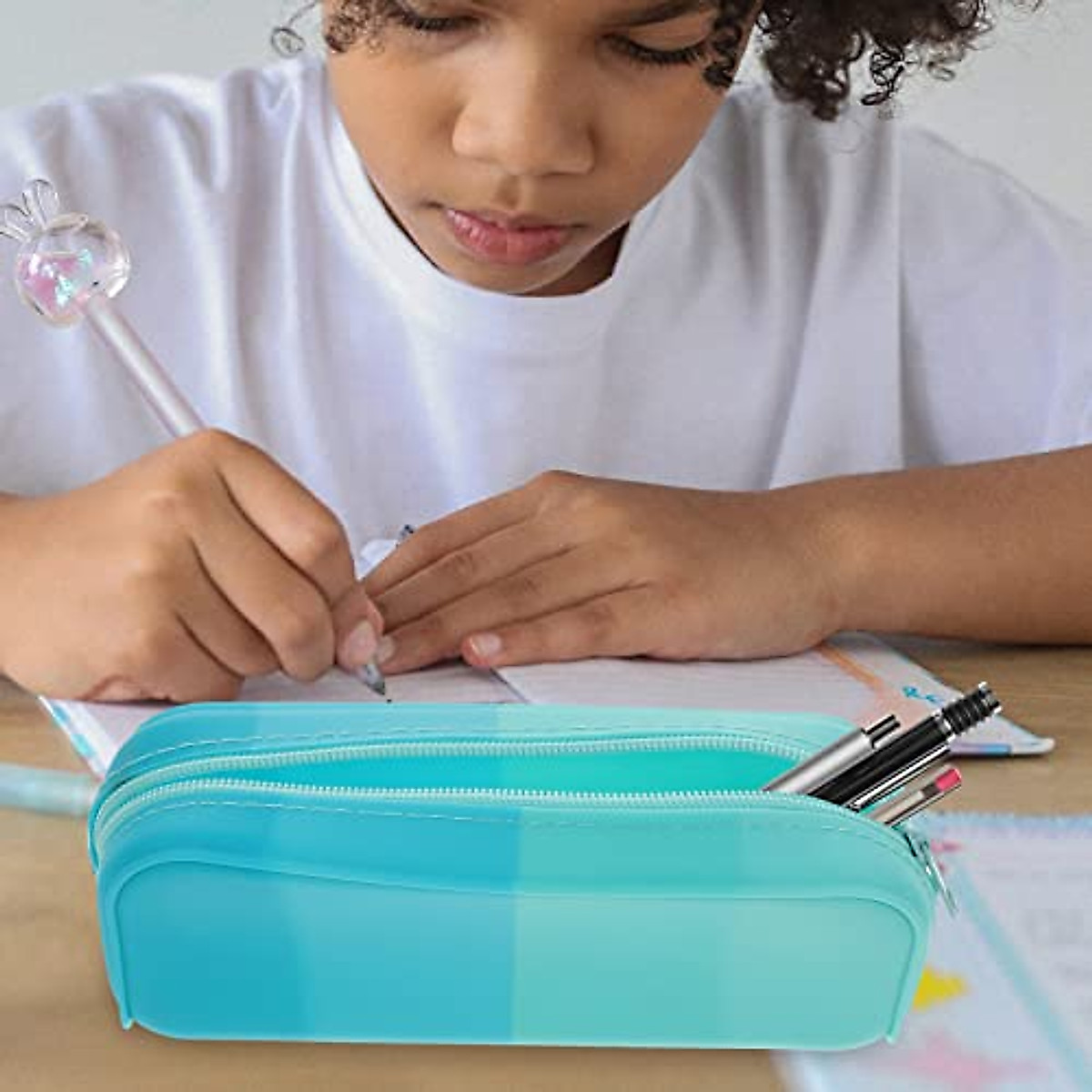 Silicone Pencil Case Pouch Bag Candy Color Pencil Case Cute Pen Case Silicone Pencil Case Small Cute Aesthetic Zipper Pencil Pouch for Travel Cosmetics Makeup Green