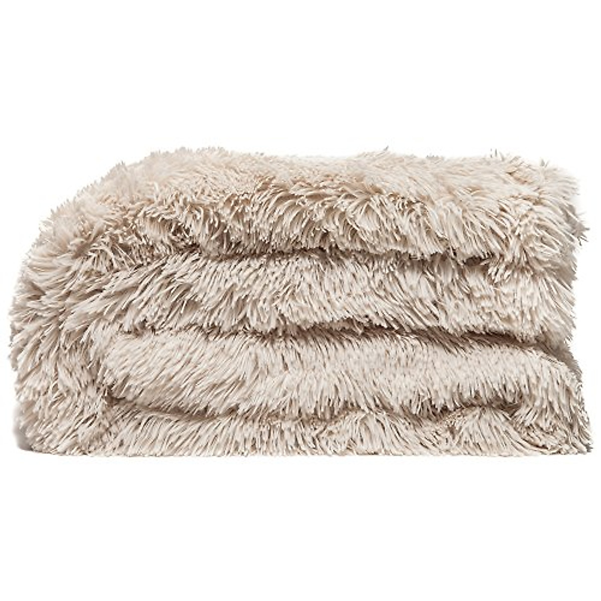 Chanasya Fuzzy Shaggy Faux Fur Throw Blanket and Pillow Cover 3-Piece Set - Lightweight Plush Sherpa Throw (50x65 Inches) and 2 Matching Throw Pillow Covers (18x18 Inches) for Bed Couch - Creme