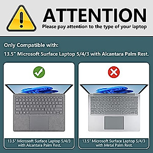 TWOLSKOO Case for 13.5" Microsoft Surface Laptop 5/4/3 with Alcantara Palm Rest Model 1958/1950, Plastic Hard Shell Case with Screen Protector + Keyboard Cover + Dust Plug, Botanical Illustration