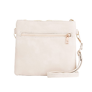 DELUXITY Essential Casual Functional Multi Pocket Double Zipper Crossbody Purse Bag for Women (Dark Taupe)