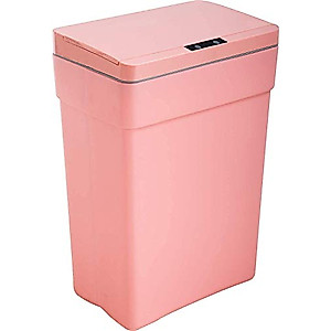 Pink 13 Gallon Touch Free Automatic Trash Can High Capacity Plastic Garbage Can Trash Bin with Lid for Kitchen Living Room Office Bathroom, 50L Electronic Touchless Motion Sensor Automatic Trash Can…