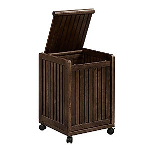 24" Espresso Brown Solid Square Rolling Laundry Hamper with Lid