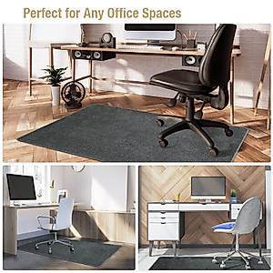 Yecaye Office Chair Mat for Hardwood Floor, 48"×36" Desk Chair Mat, Anti-Slip Low-Pile Chair Mats for Rolling Chair, Non-Curve Office Rug, Multipurpose Computer Chair Mat, Hard Floor Mat, Dark Grey