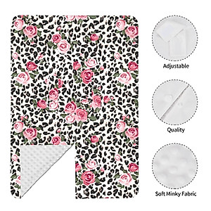 KiuLoam Pink Rose Leopard Cheetah Print Baby Car Seat Canopy, Nursing Cover Breastfeeding Scarf, Stretchy Soft Breathable Infant Carseat Cover for Babies Boys Girls