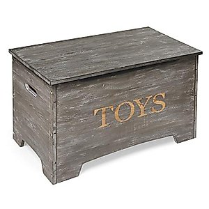 Badger Basket Farmhouse Solid Wood Rustic Toy Box with Reversible Panel