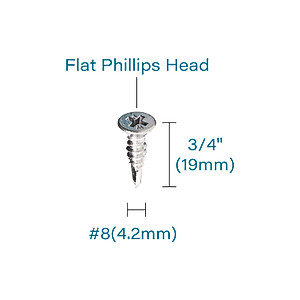 IMScrews 50pcs #8 x 3/4" Stainless Flat Head Phillips Self Drilling Screws, 410 Stainless Steel Full Thread Sheet Metal Tek Wood to Metal Screws