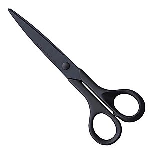 ALLEX Black Scissors All Purpose Sharp Japanese Stainless Steel Blade, Non-Sticking Fluorine Coating Blade for Adhesive Tape, Made in JAPAN