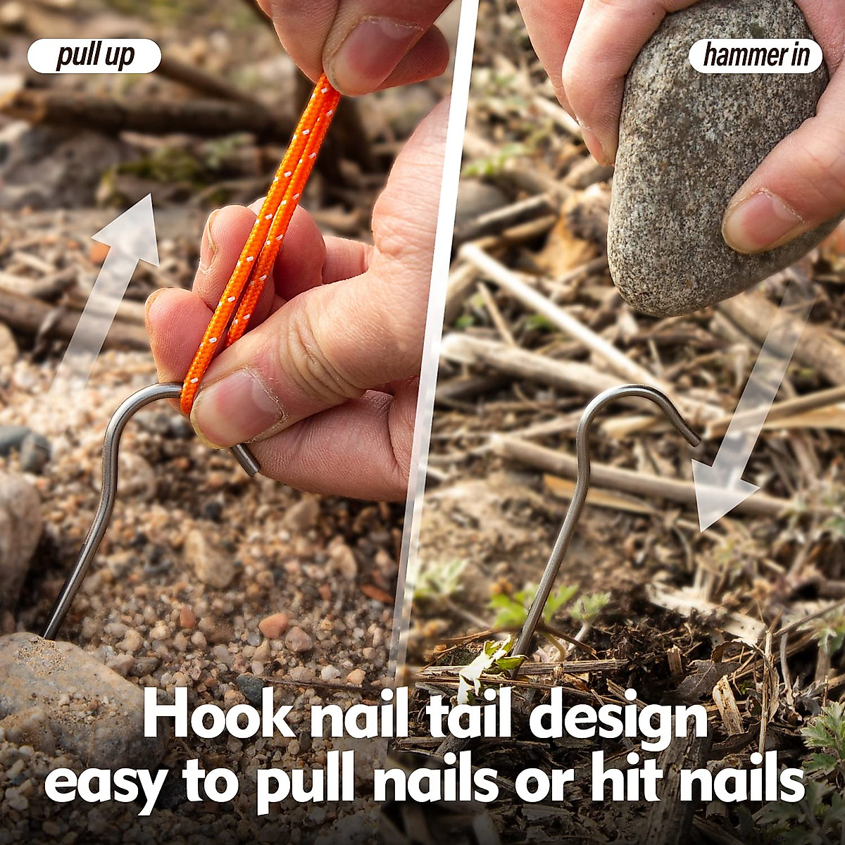 TiTo Titanium Shepherd Hook Tent Stakes Tent pegs Tent Stakes Dia 3.5mm and Length 165mm About 8.2G.(6-Pack) (Silver)