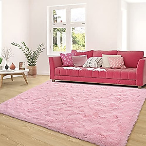 Ultra Soft Pink Rugs for Bedroom 4x6 Feet, Fluffy Shag Area Rugs for Living Room, Large Comfy Furry Rug for Girls Kids Baby Room Decor, Non Slip Nursery Rug Modern Indoor Fuzzy Floor Carpet